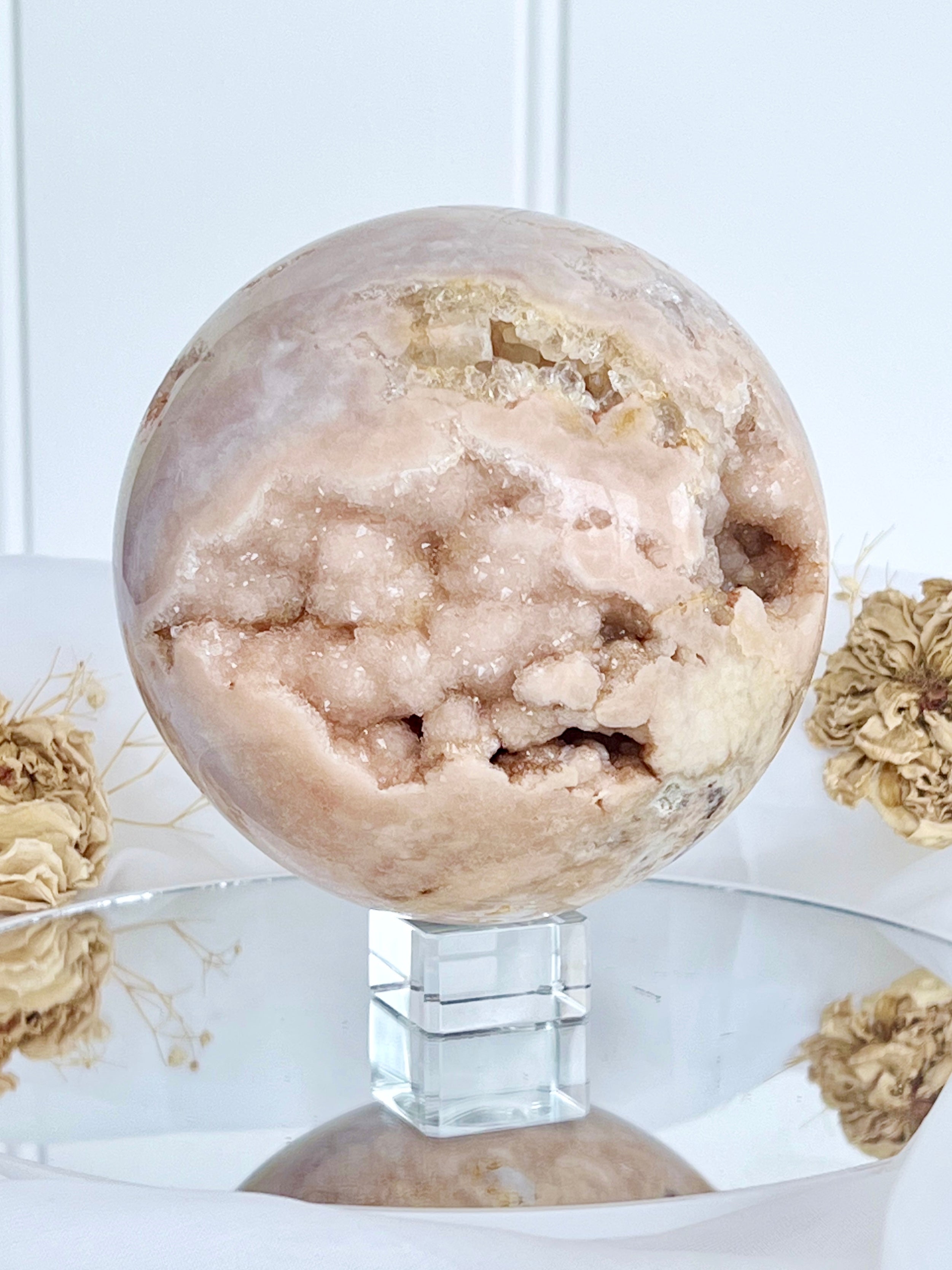 1.93kg Brazilian Pink Amethyst Geode Sphere with Druzy – Crystal Blvd